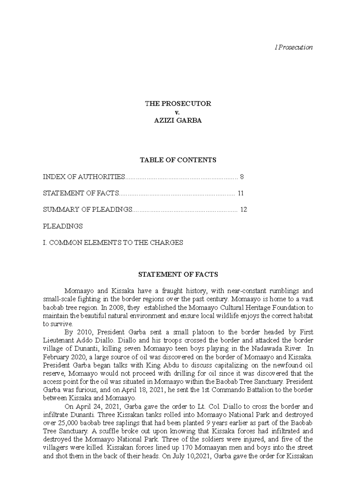 Prosecution-2 - Prosecution - Azizi Garba - 1Prosecution THE PROSECUTOR ...