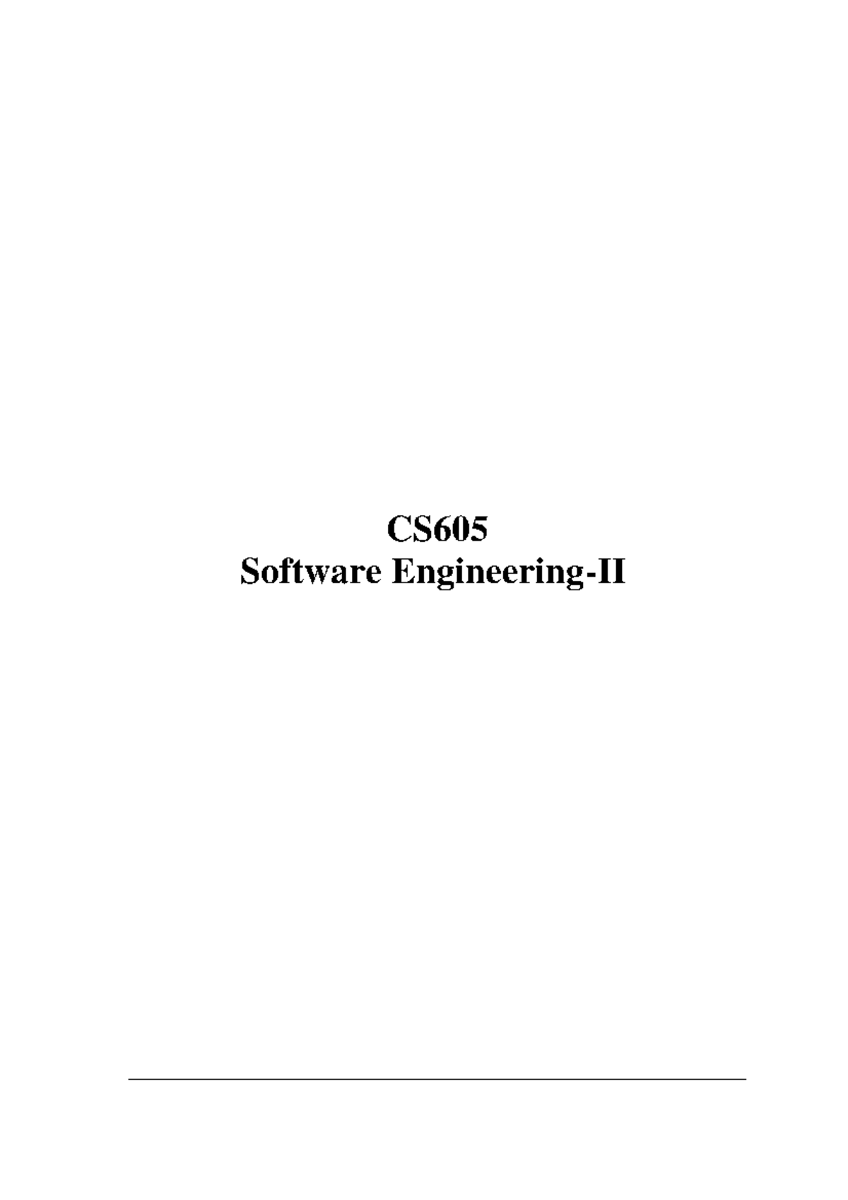 CS605 Software Engineering: Lecture Notes and Key Concepts - Studocu