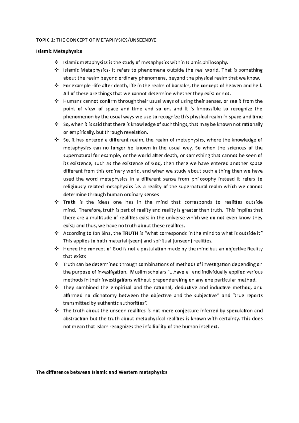 Topic 2 ISB539 - Islamic Metaphysics: Insights & Comparisons in Chapter ...