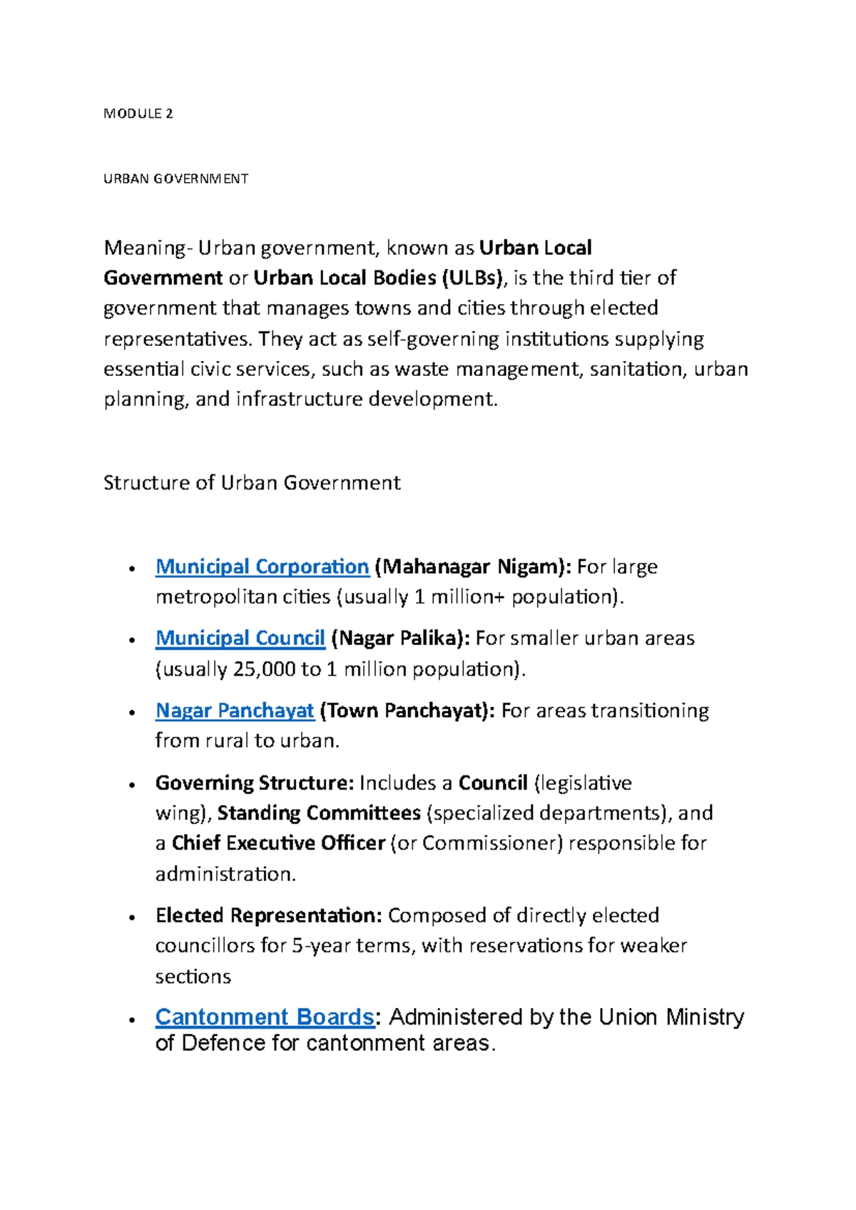 MODULE 2: URBAN GOVERNMENT AND CONSTITUTIONAL AMENDMENTS - Studocu