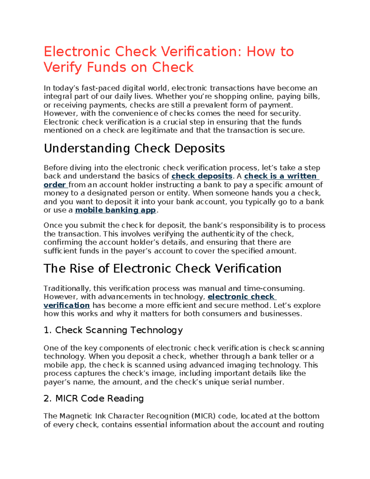 Electronic Check Verification: Ensuring Secure Transactions - Studocu