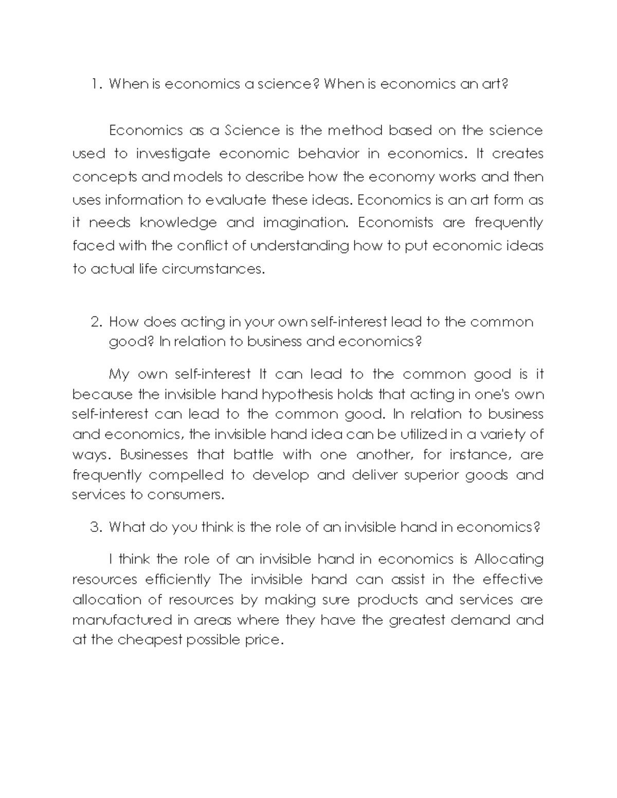 activity handouts - When is economics a science? When is economics an ...