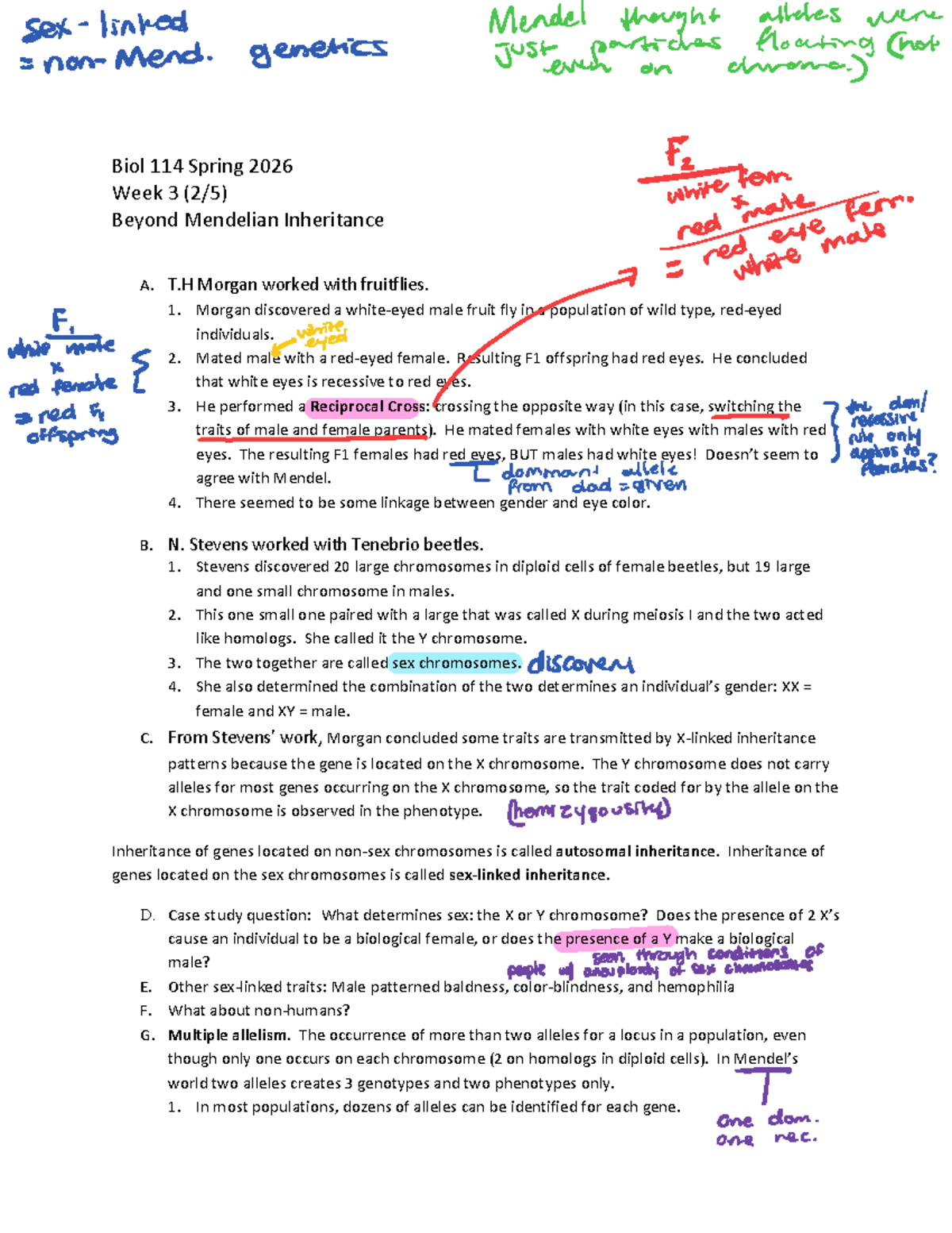 Beyond Mendelian Inheritance: Biol 114 Spring 2026 Week 3 Notes - Studocu