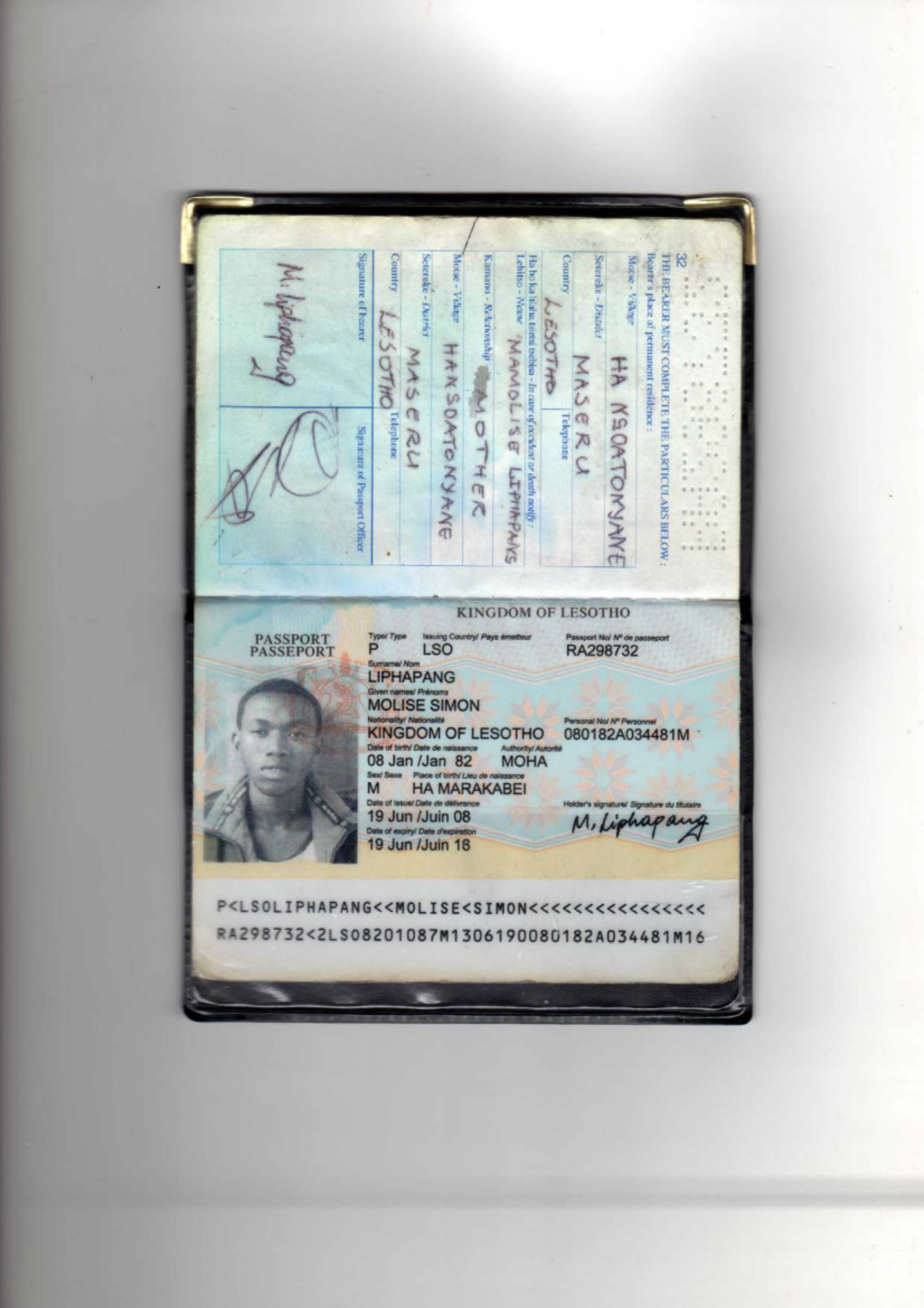 Passport Number Details for Lesotho - Official Document - Studocu