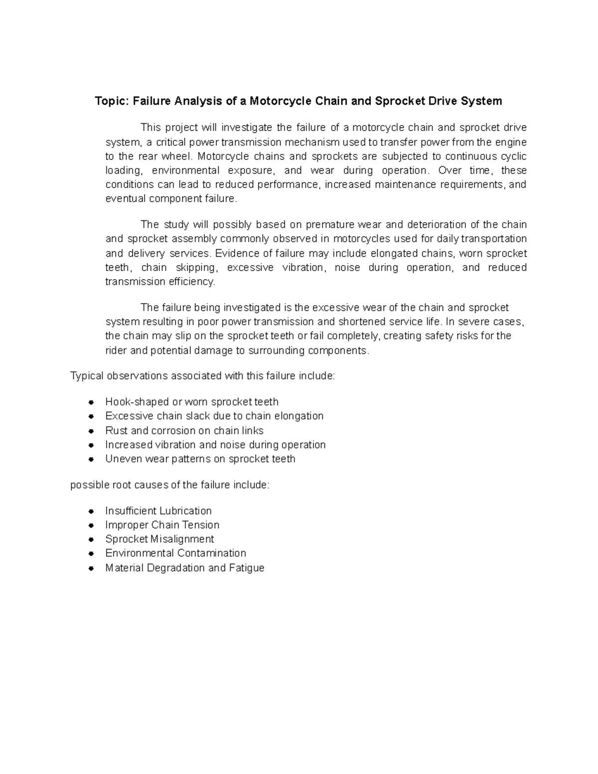 Failure Analysis of Motorcycle Chain & Sprocket System - Abuloc - Studocu