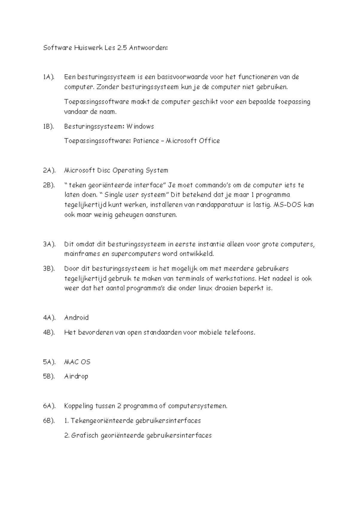 Software Huiswerk Les 2.5 Antwoorden en Concepten Explored - Studeersnel