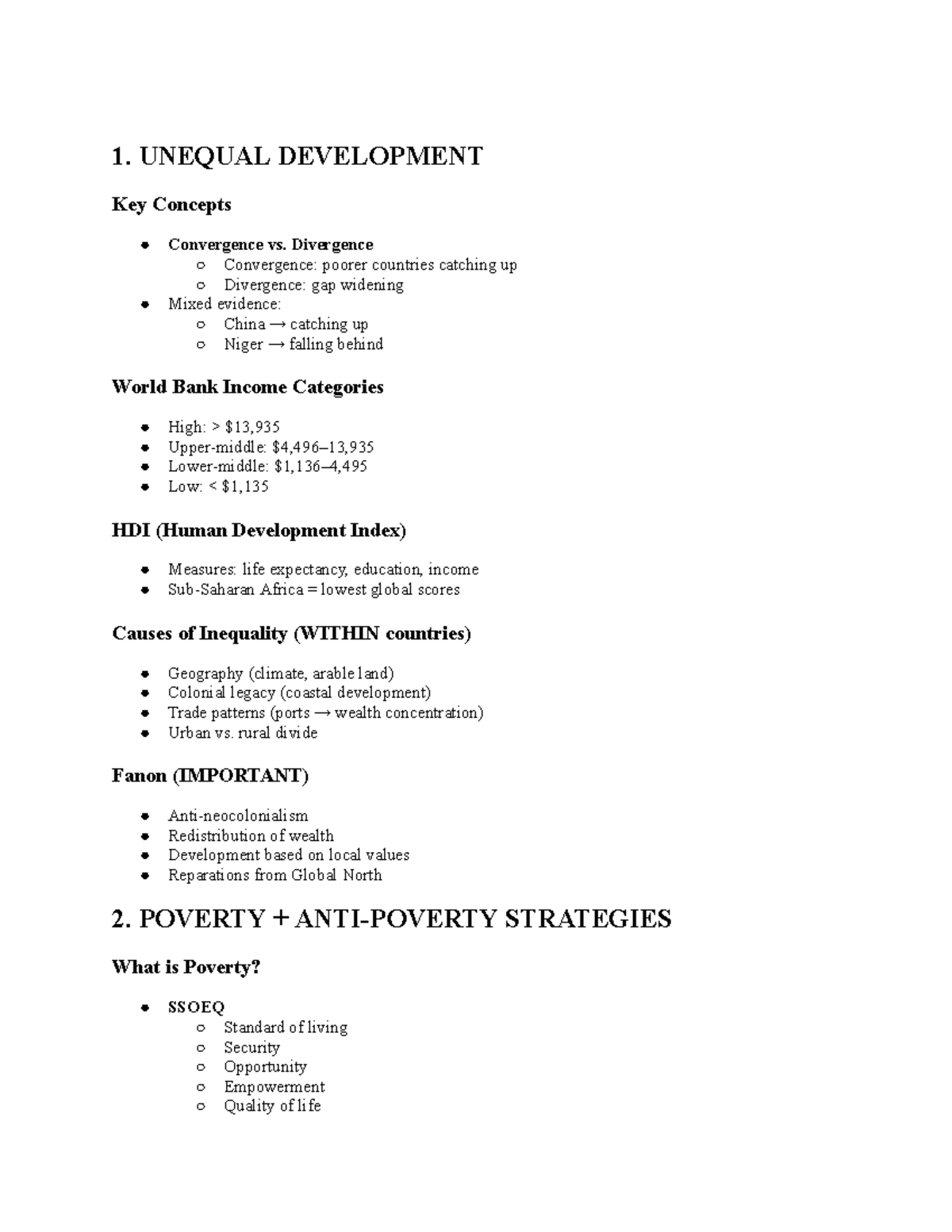 PSDV-2400 Study Guide: Key Concepts in Development and Poverty - Studocu
