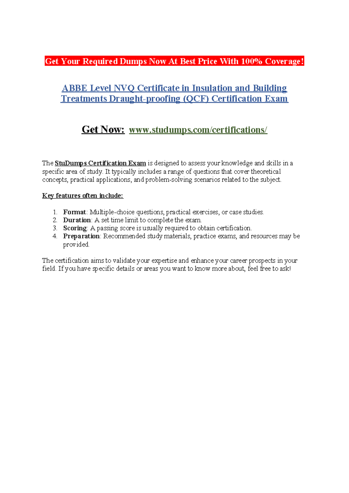 ABBE Level NVQ Certificate in Insulation and Building Treatments ...