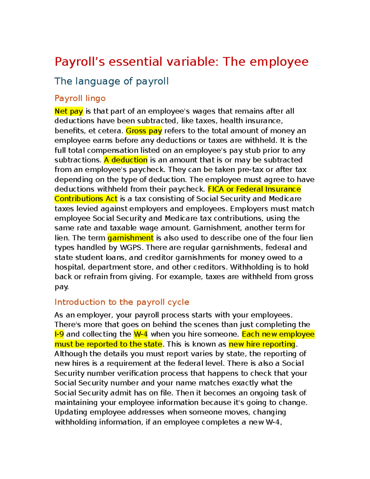 US Payroll Fundamentals: Key Concepts and Employee Classification - Studocu