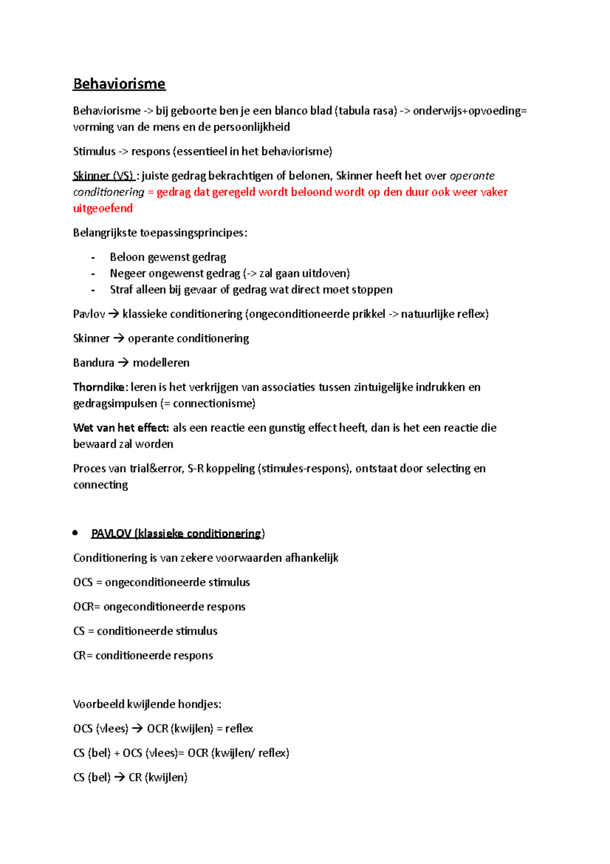 Behaviorisme in de Leerpsychologie - Samenvatting Hoofdstuk 1 - Studeersnel