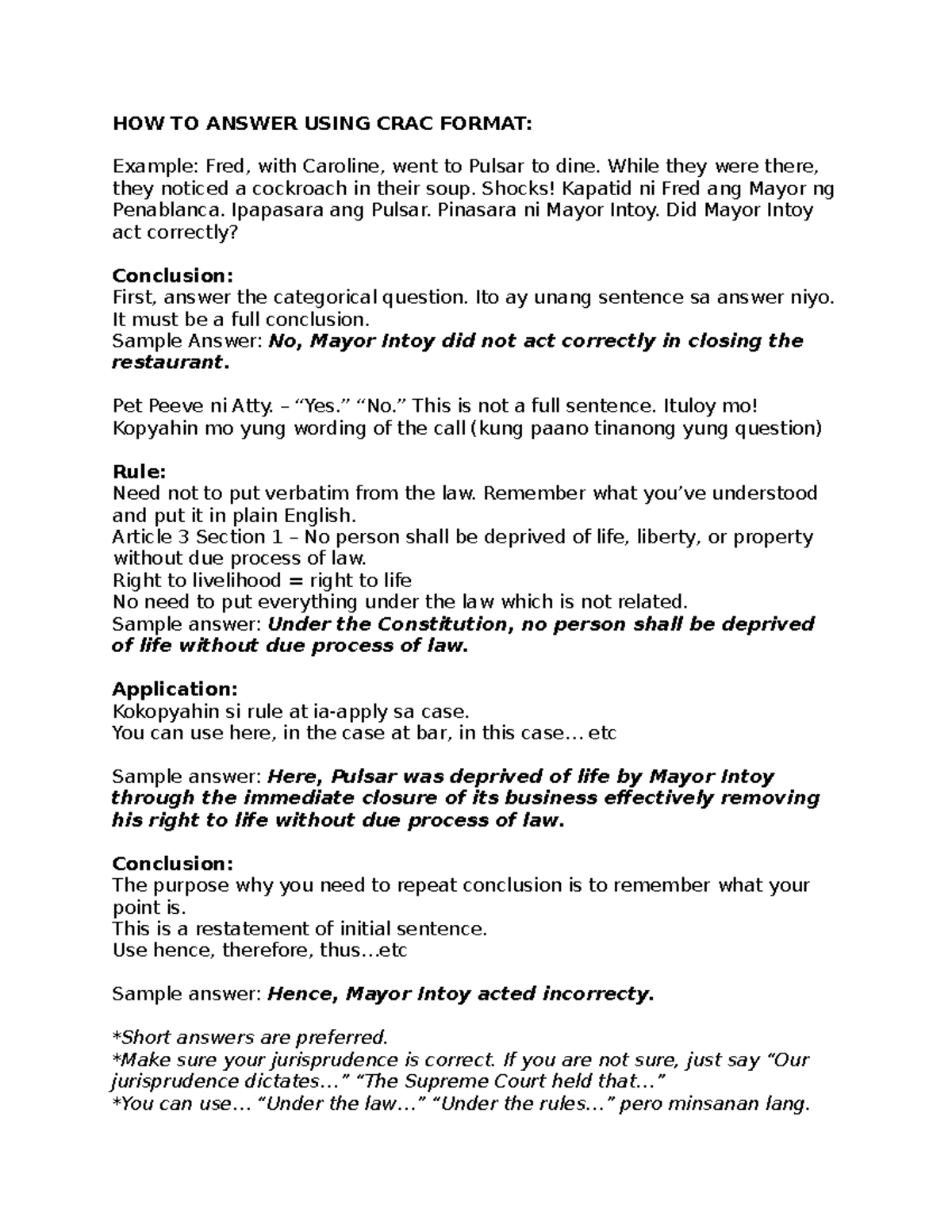 CRAC Format Guide: Answering Questions Effectively - Studocu