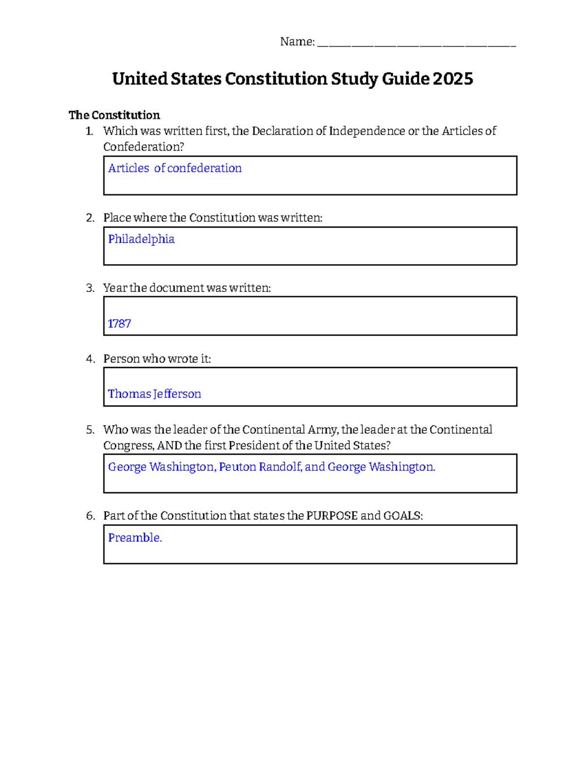US Constitution Study Guide 2025: Key Concepts and Principles - Studocu