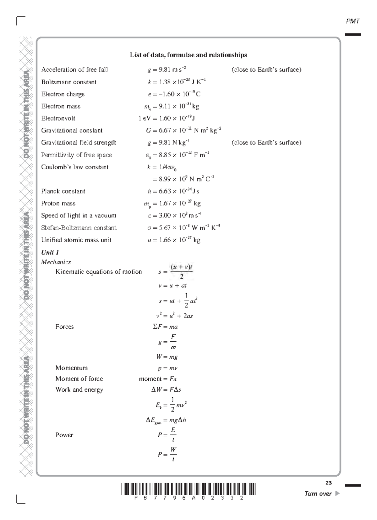 Physics IAL Formulae Booklet: Key Equations and Constants - Studocu