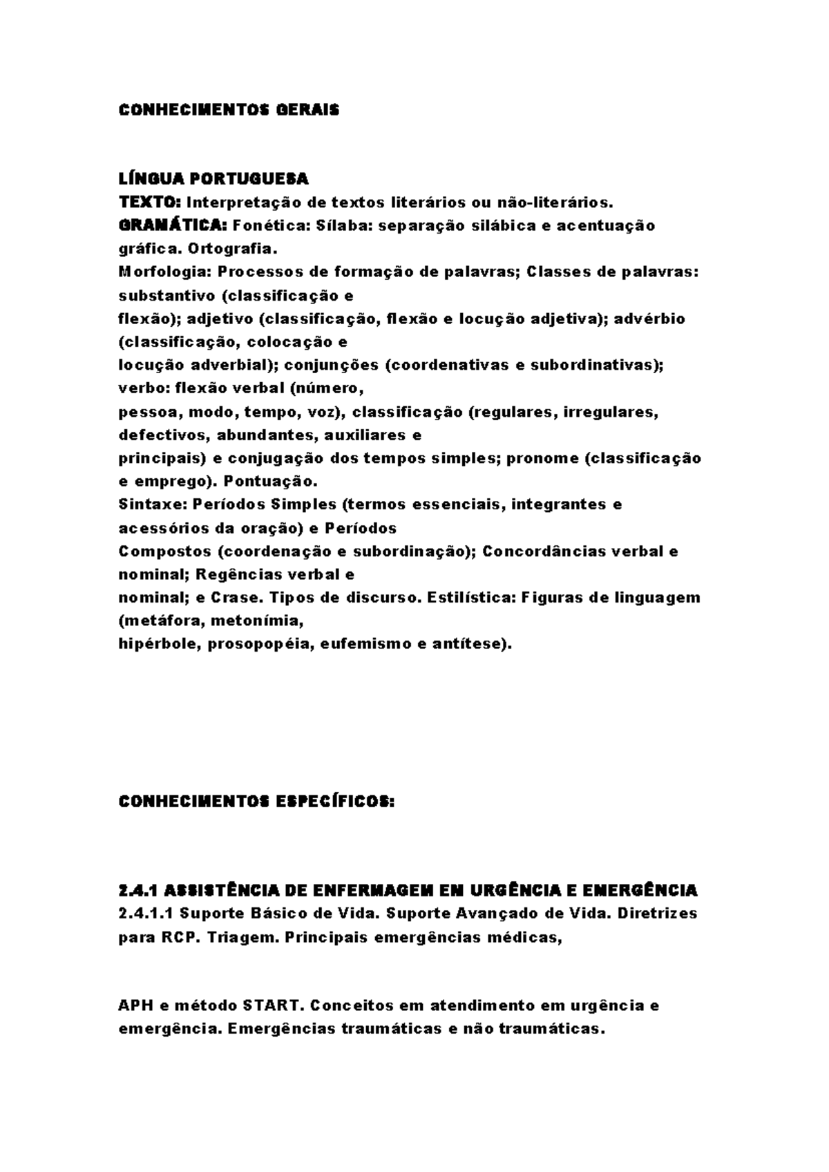 Resumo Técnico de Enfermagem - Conhecimentos Gerais (ENF 2.4) - Studocu