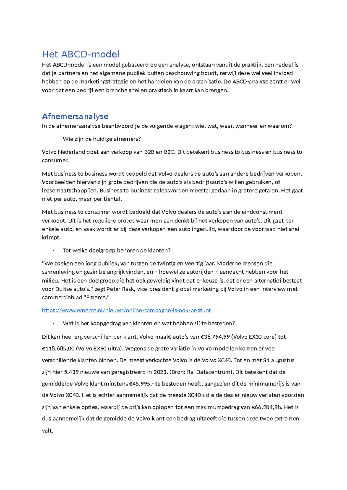 ABCD Model Analyse: Samenvatting Nederlands voor Marketingstrategieën ...