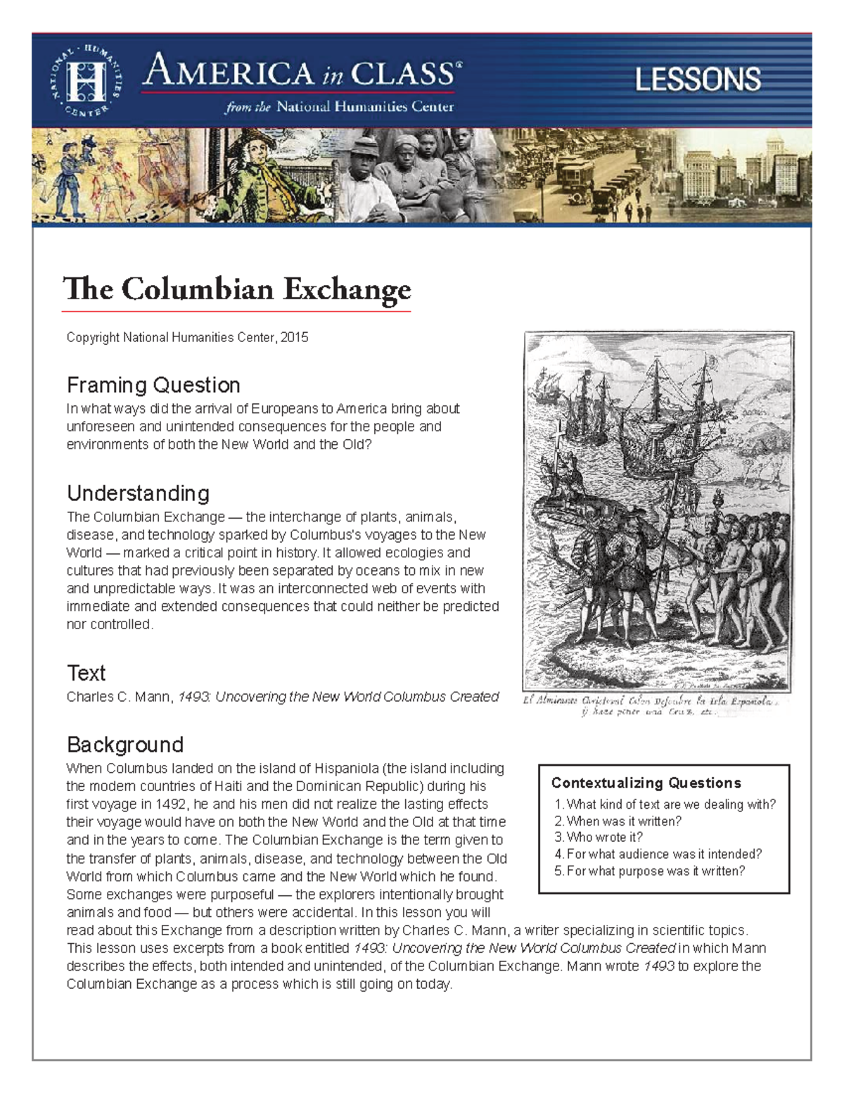 The Columbian Exchange: A Close Reading Guide (HIST 101) - Studocu