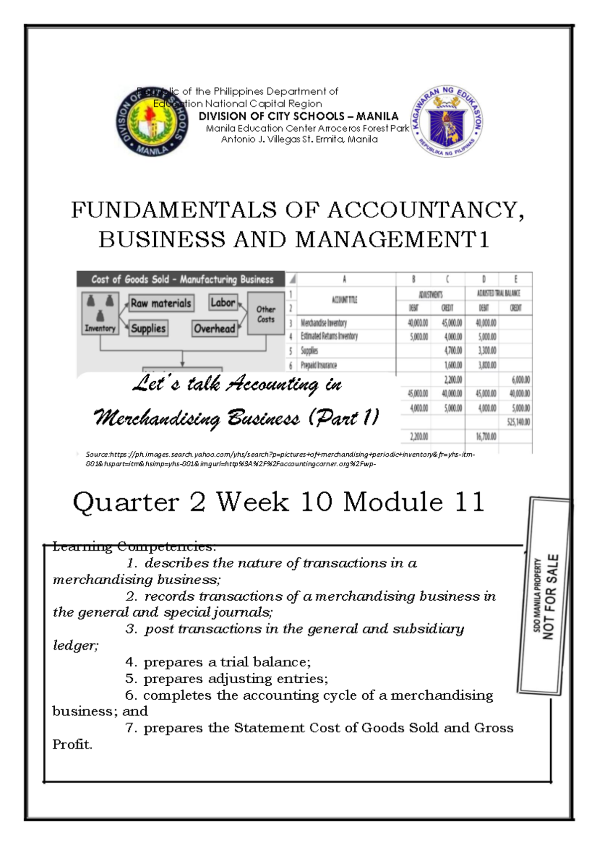Module 11 FABM1 - FUNDAMENTALS OF ACCOUNTANCY, BUSINESS AND MANAGEMENT1 ...