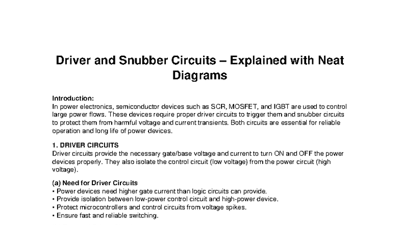 Driver and Snubber Circuits Explained - Anna University Notes - Studocu