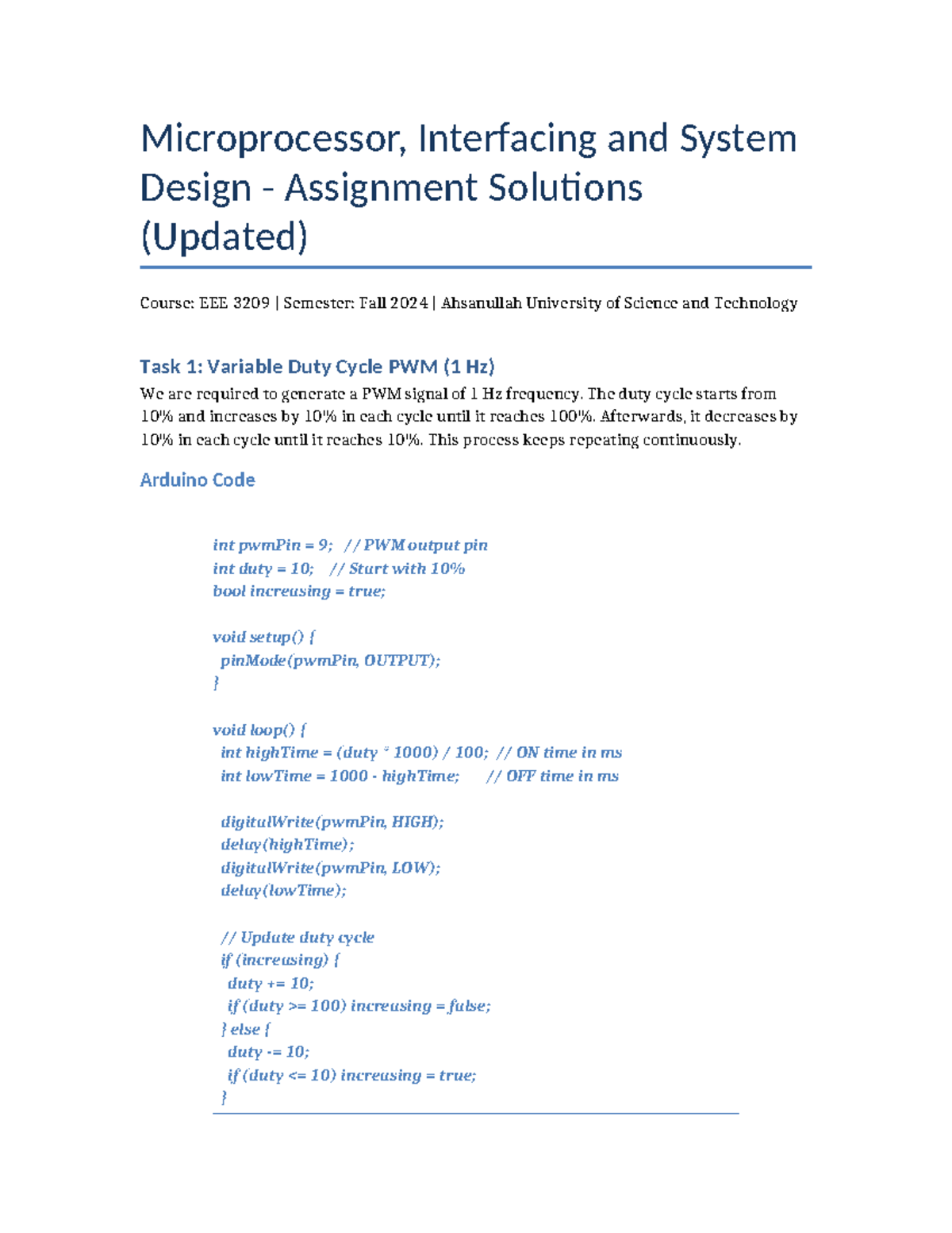 EEE3209 Microprocessor & System Design Assignment Solutions - Studocu