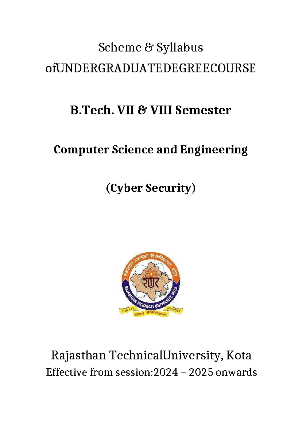Cyber Security Syllabus for B.Tech VII Sem (CCS) - 2024-2025 - Studocu