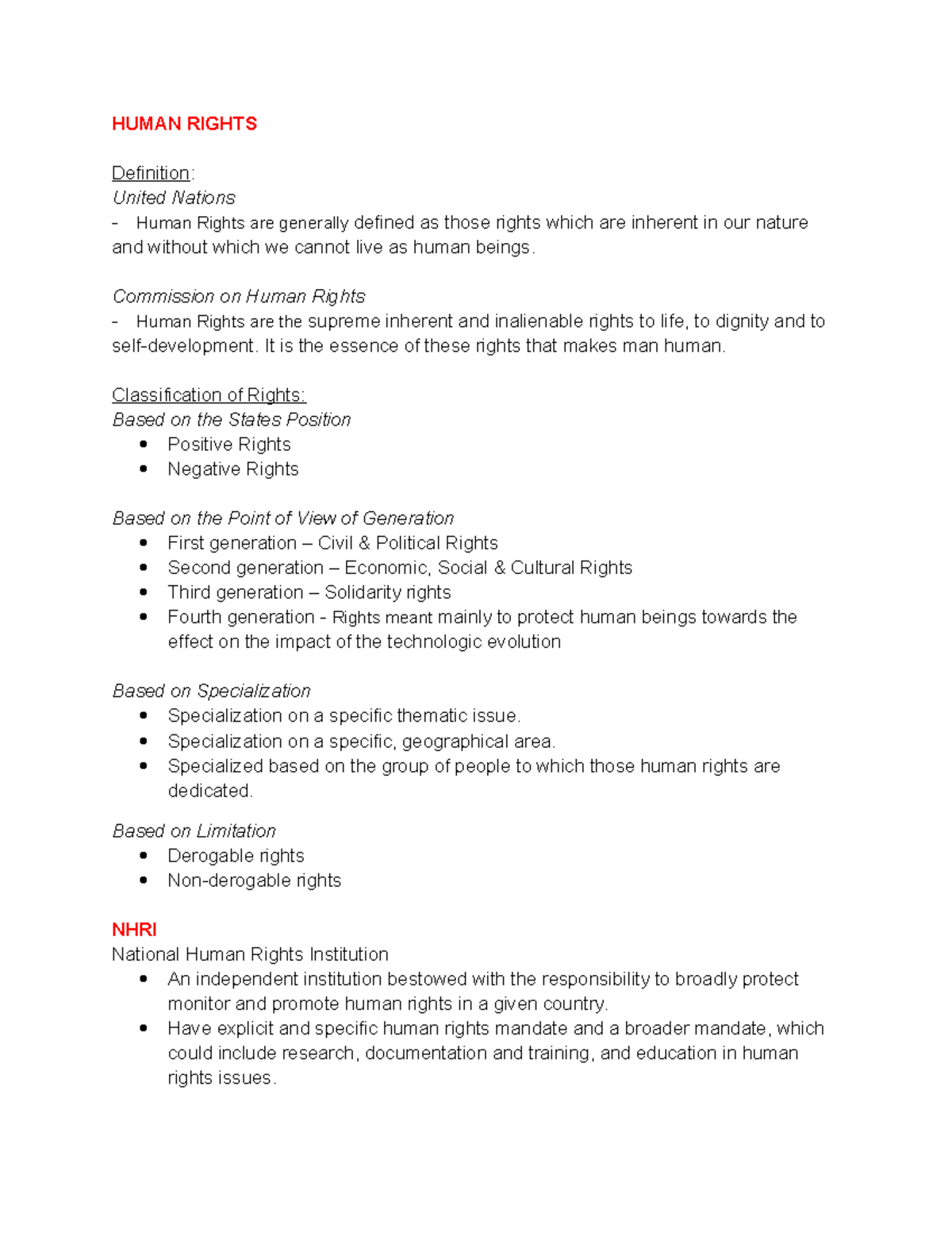 HR-Law-1 - mandatory assignments - HUMAN RIGHTS Definition: United ...