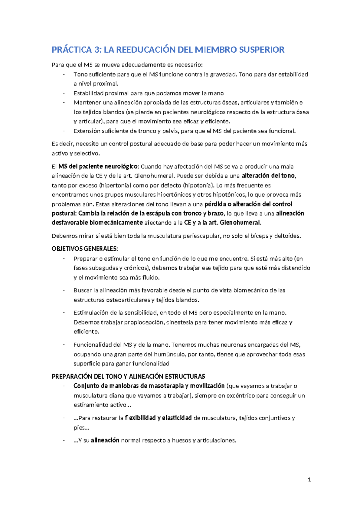 Práctica 3: Reeducación del Miembro Superior en Adultos - Método Bobath ...