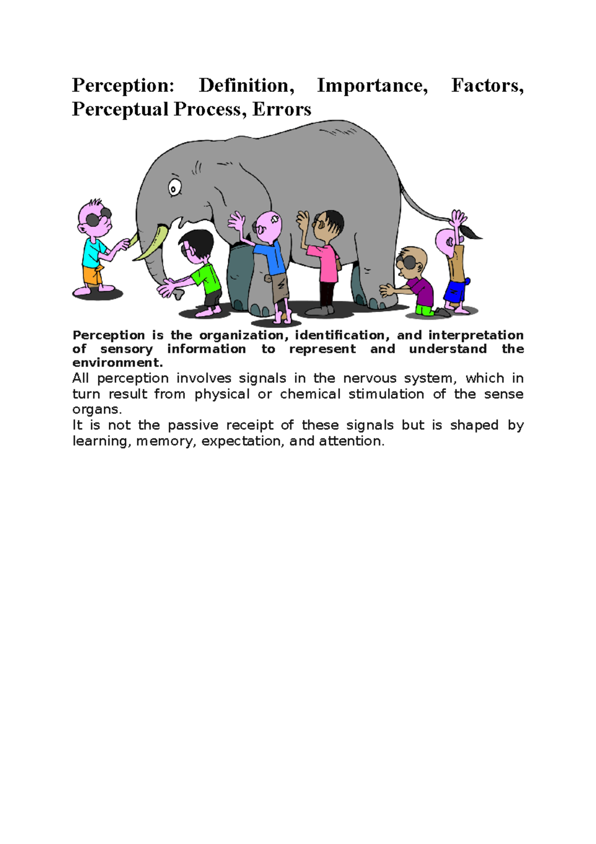 OB unit 2 notes - very very useful - Perception: Definition, Importance ...