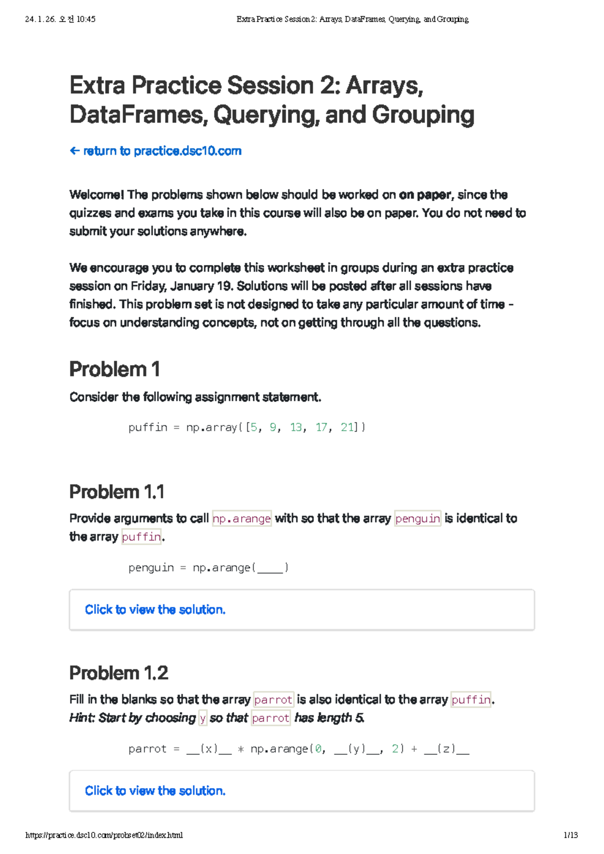 Extra Practice Session 2: Arrays, DataFrames, and Grouping Concepts ...