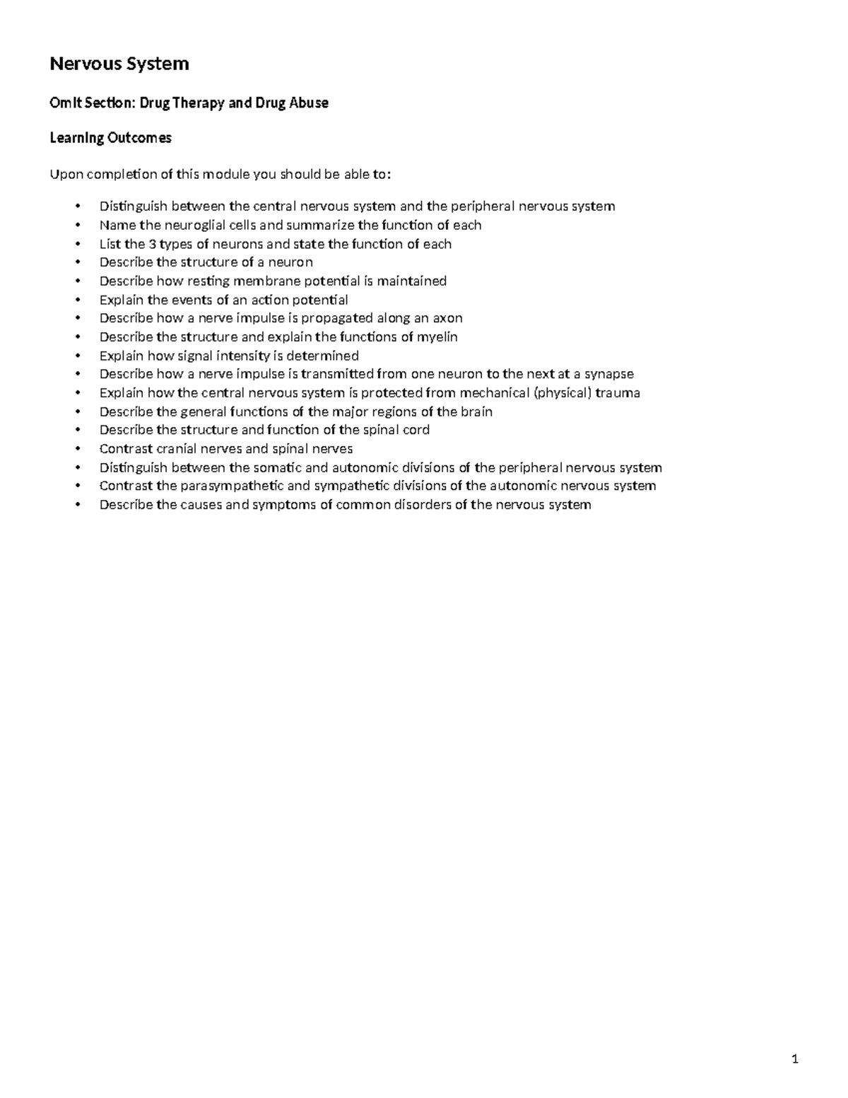Module 5: Nervous System Overview and Key Concepts - Studocu