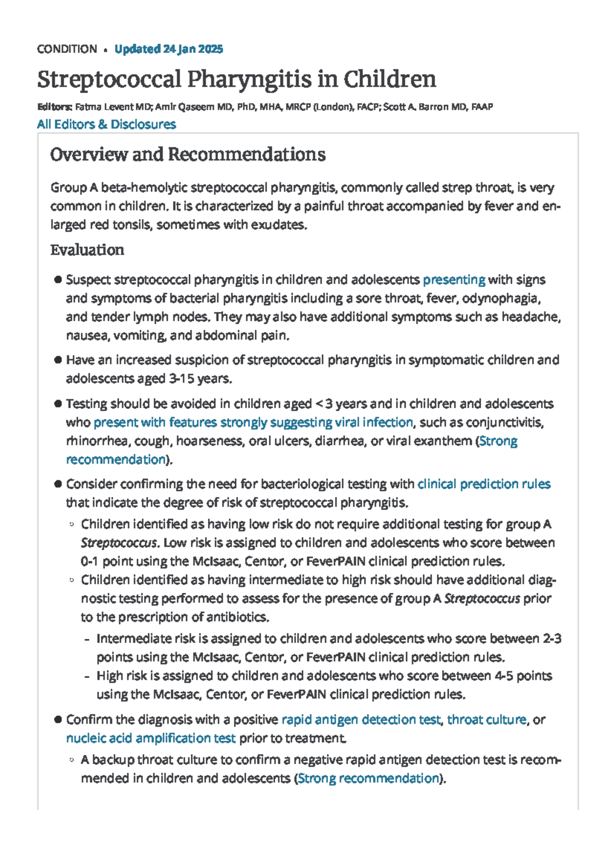 Streptococcal Pharyngitis in Children - Dyna Med - Overview and ...