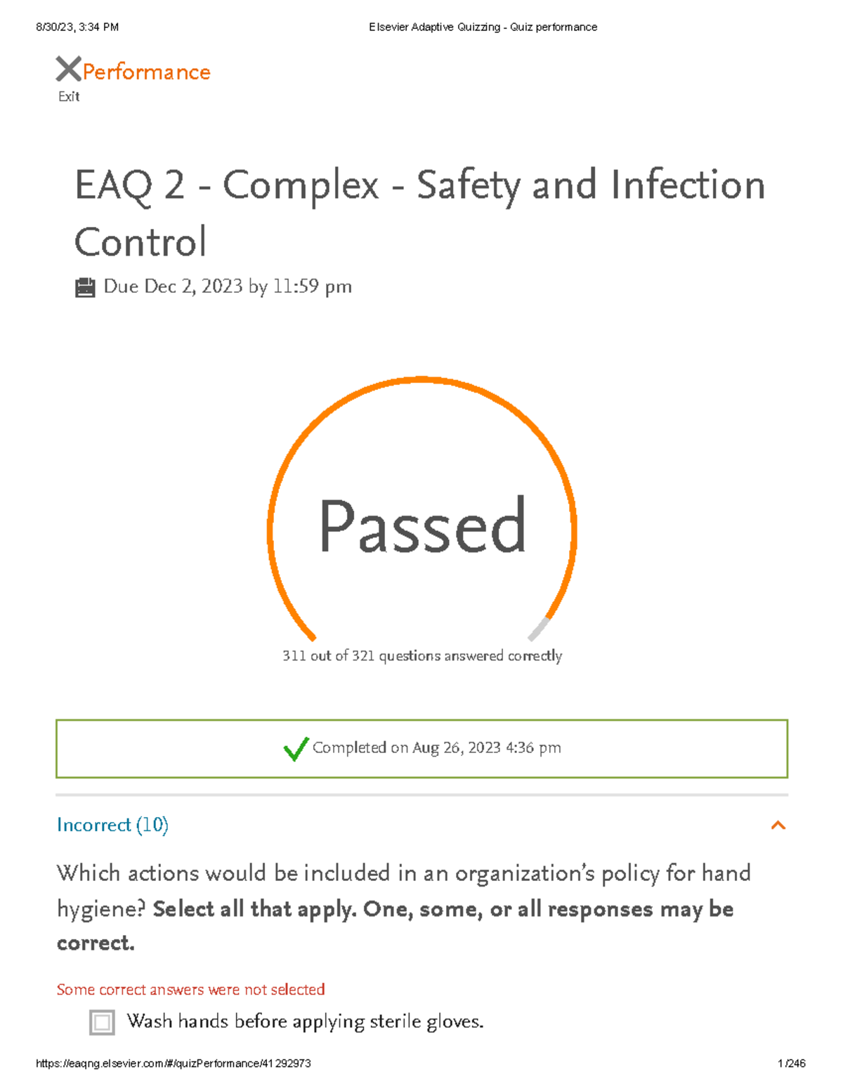 EAQ 2 safety and infection - Exit Performance EAQ 2 - Complex - Safety ...