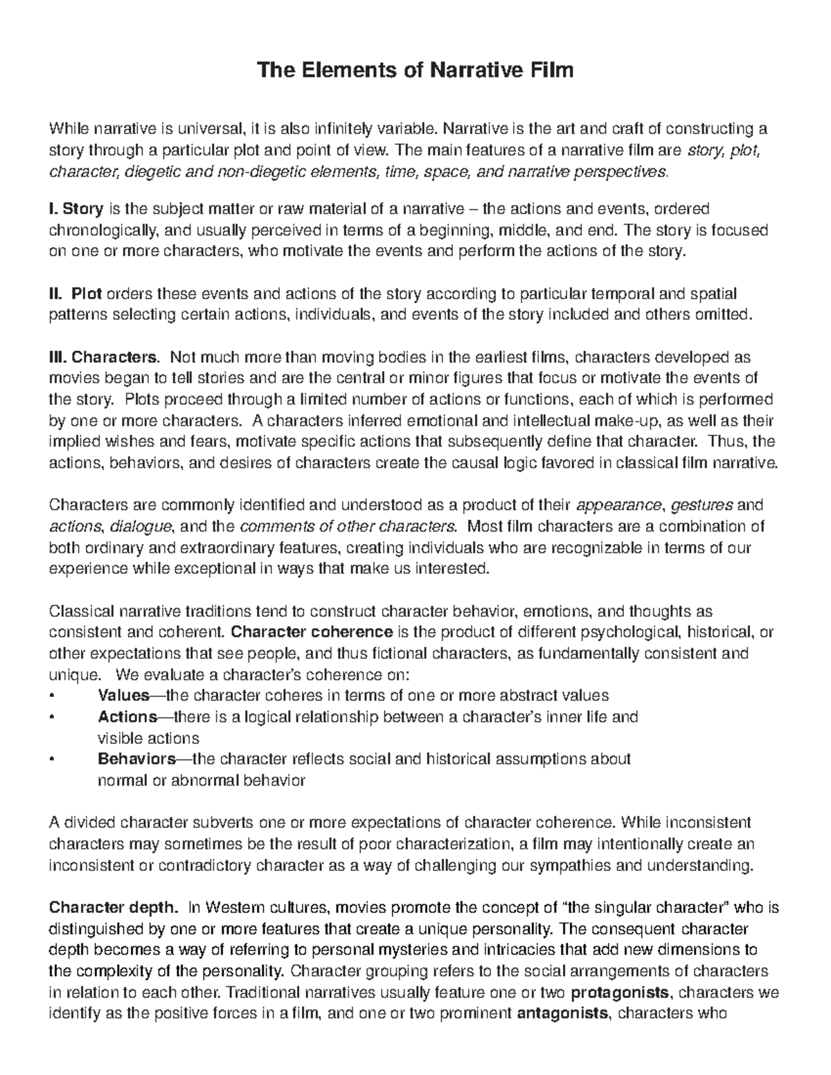The Essential Components of Narrative Film Analysis (FLM 101) - Studocu