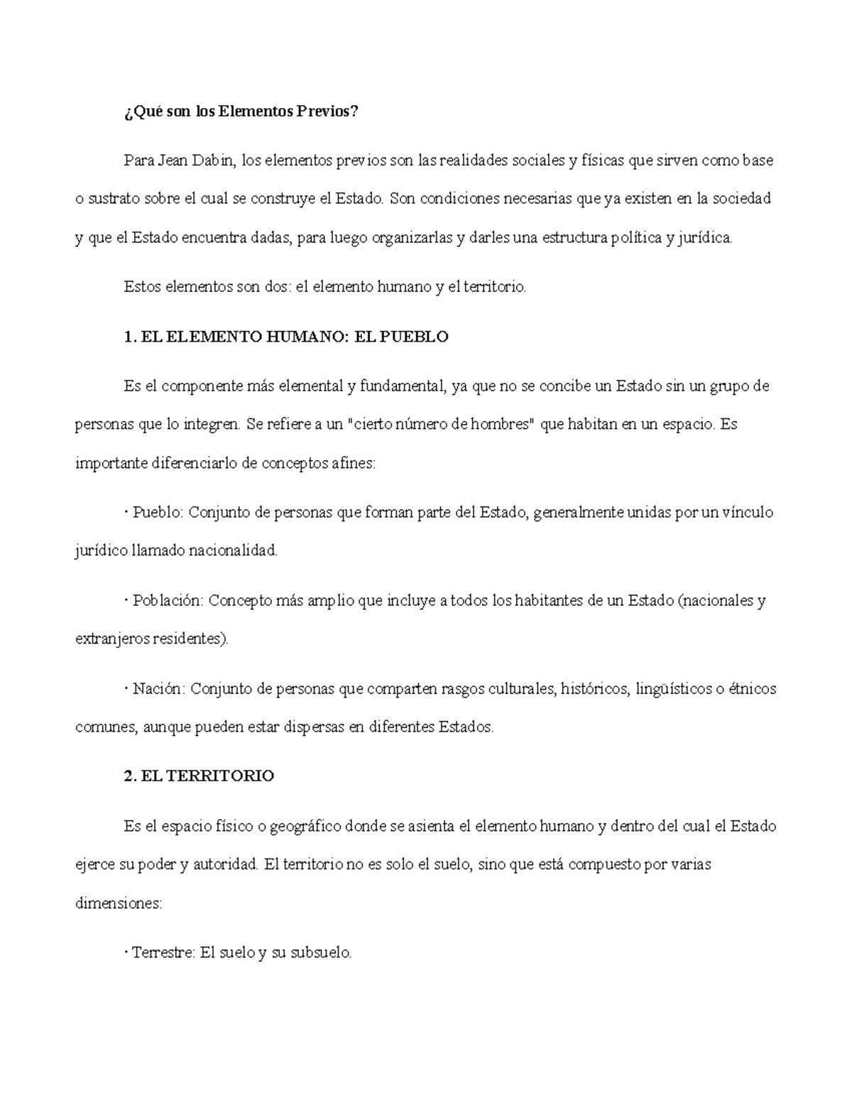 Elementos Previos del Estado según Jean Dabin - Ayuda - Studocu