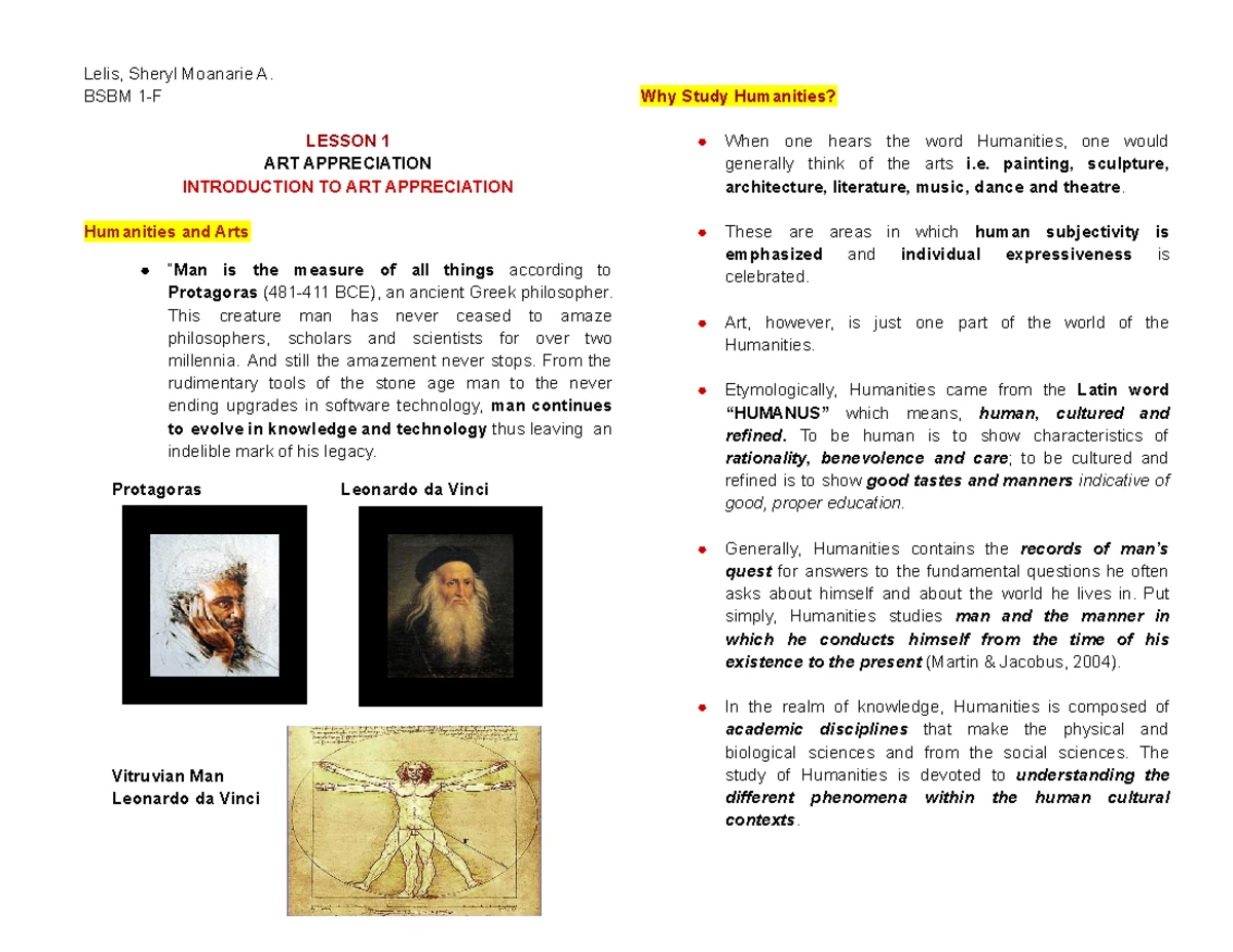 Art appreciation lesson 8-12 - PangSU - Studocu