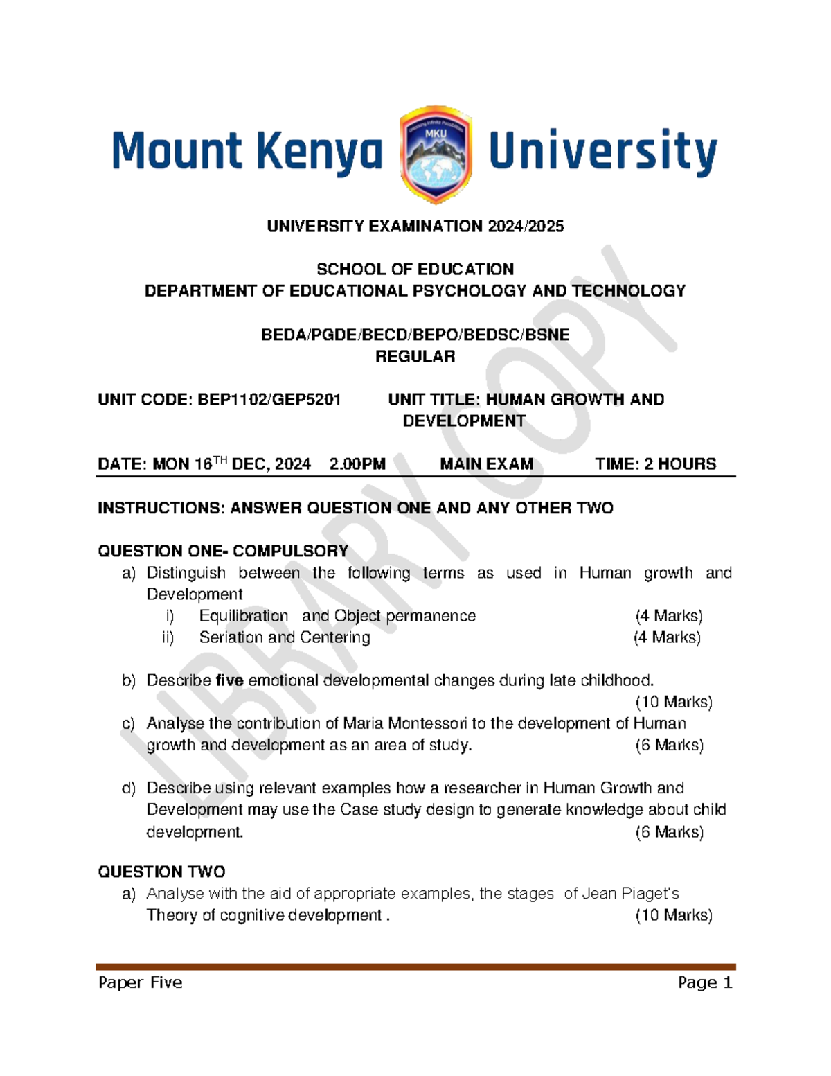 BEP1102 Human Growth and Development Final Exam Notes - Studocu