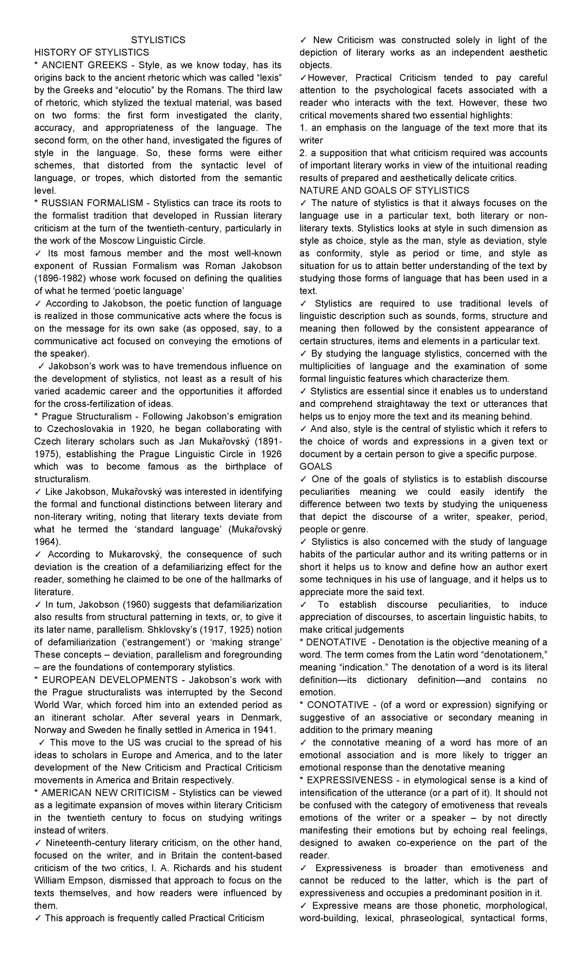 Stylistics-P2 - Comprehensive Review Notes on Language & Literature ...