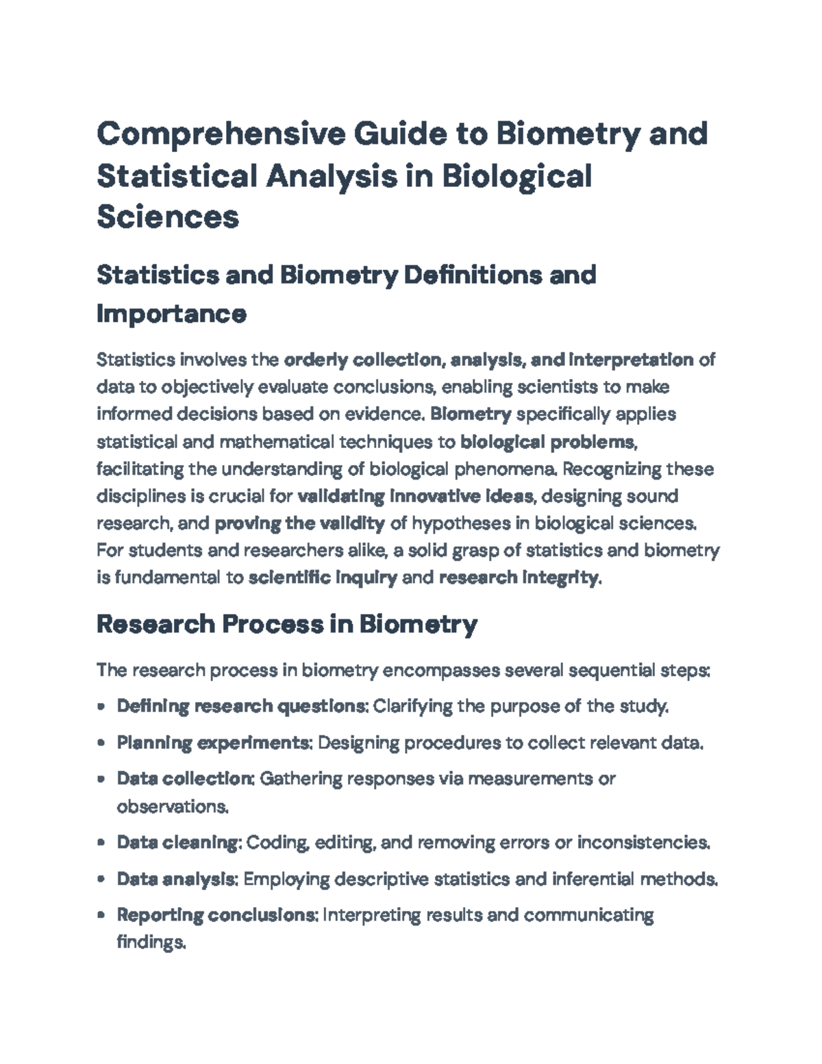 Comprehensive Guide to Biometry & Statistical Analysis in Bio Sci - Studocu