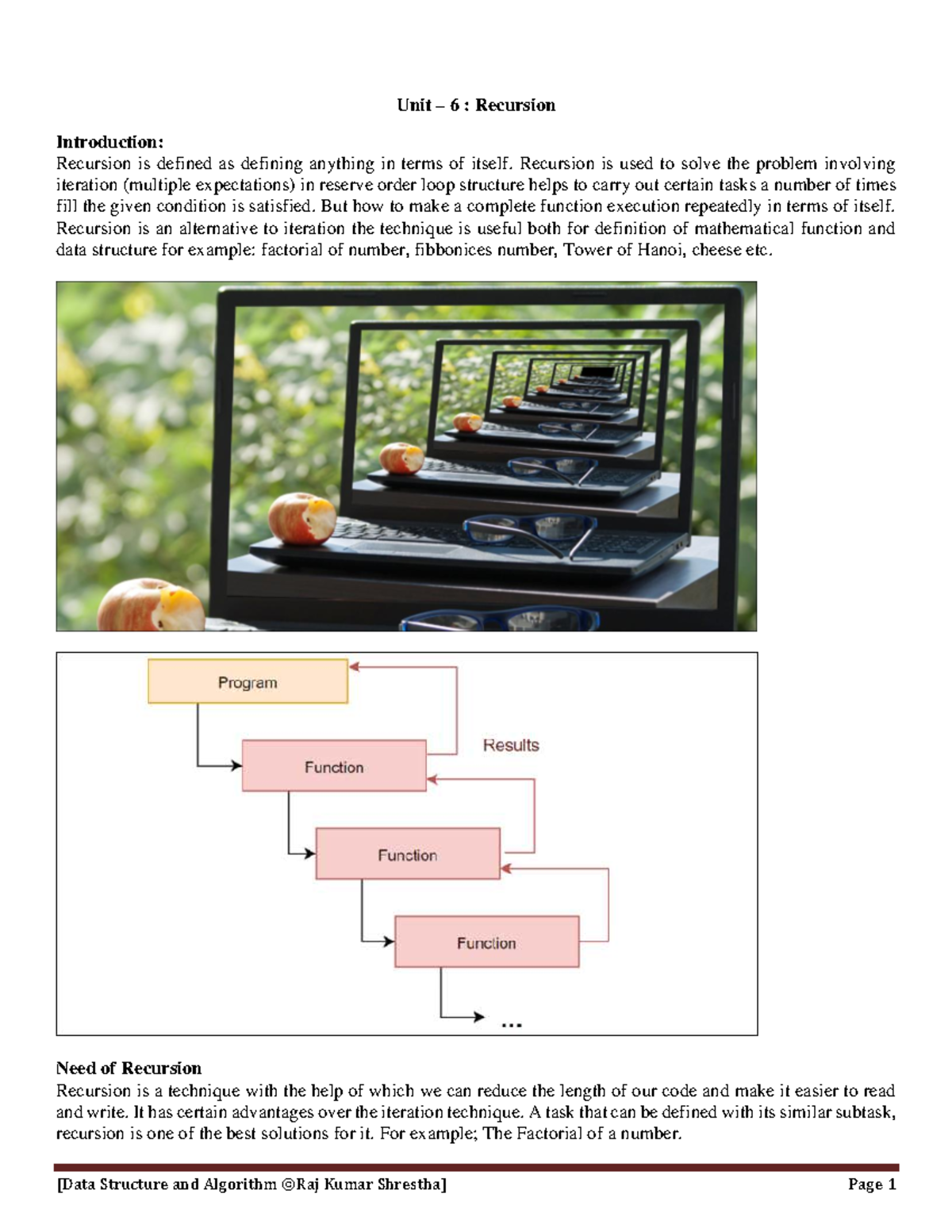 Unit 6: Introduction to Recursion and Its Applications - Studocu