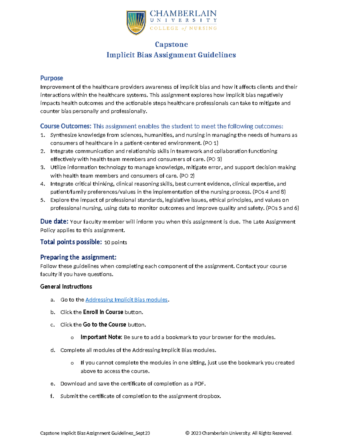 Capstone Implicit Bias Module Assignment Guidelines - Sept 2023 - Studocu