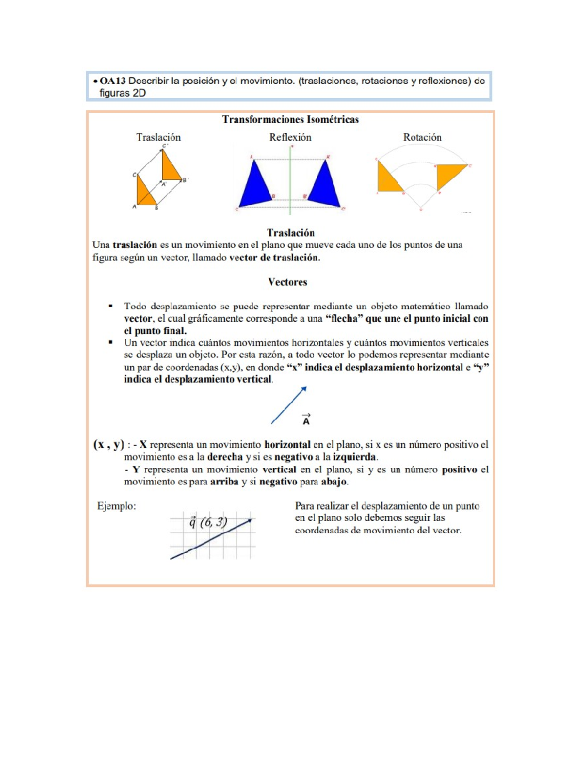 OA13 Transformaciones Isométricas: Posición y Movimiento 2D - Studocu