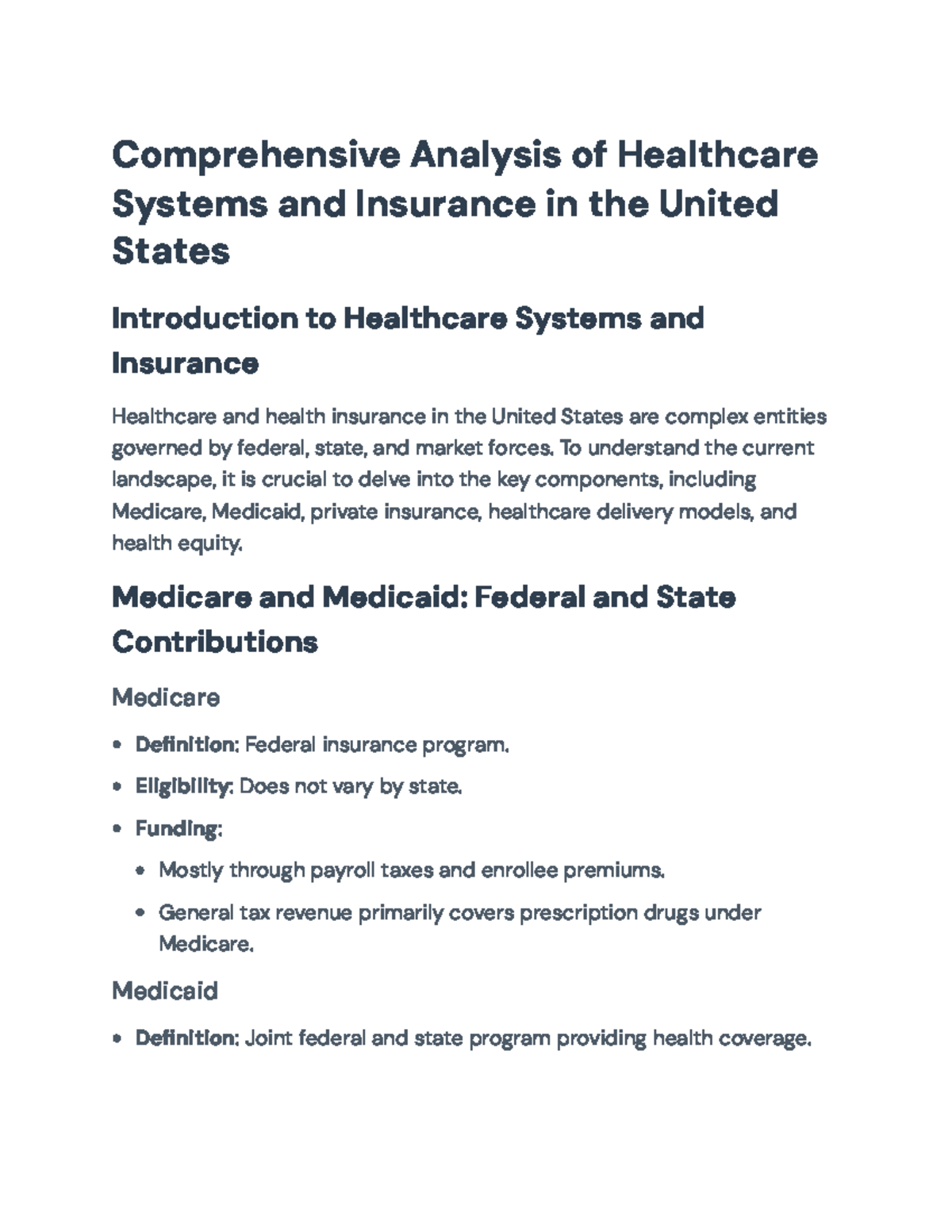 Comprehensive Analysis of US Healthcare Systems and Insurance Policies ...