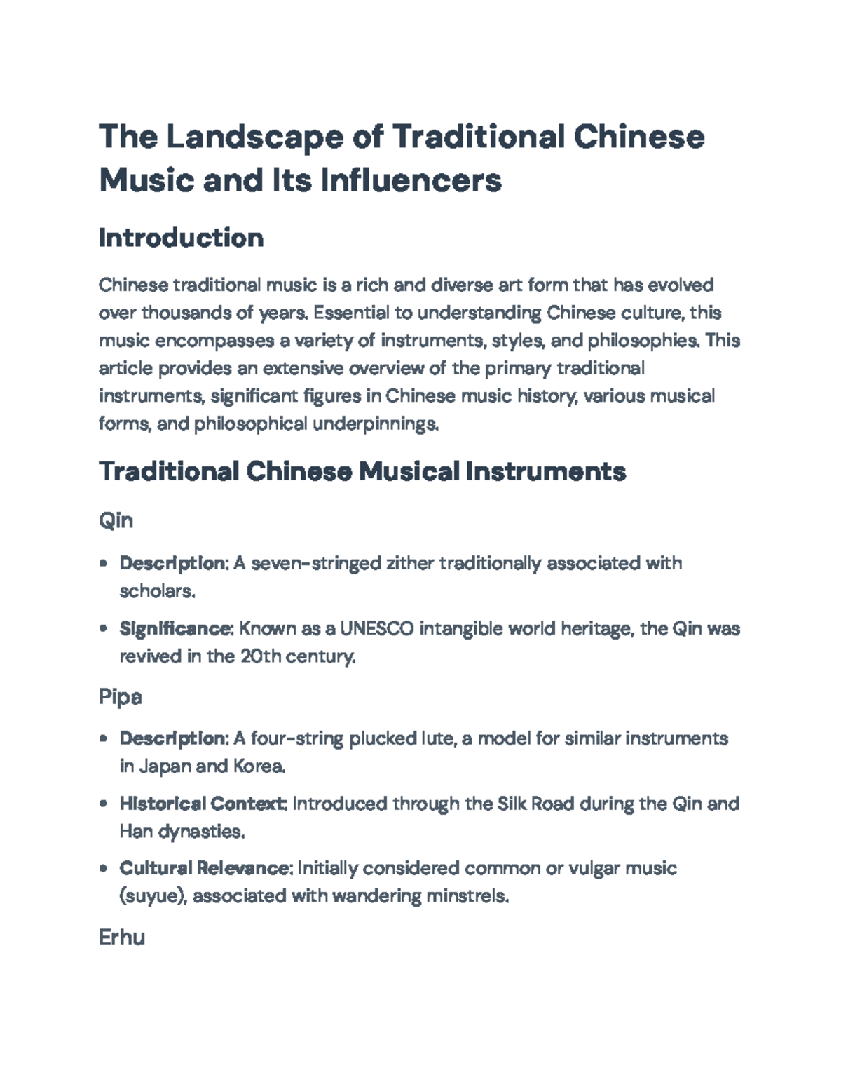 Traditional Chinese Music: Instruments & Influences Overview - Studocu
