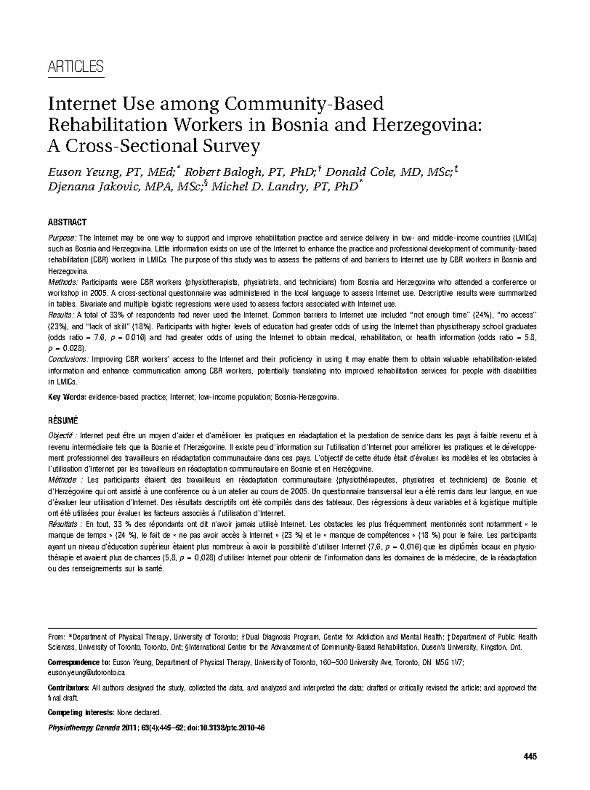 Internet Use Patterns Among CBR Workers in Bosnia and Herzegovina: A ...