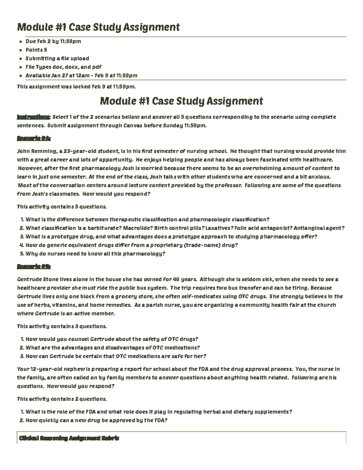 1 Module #1 Case Study Assignment Instructions - Module #1 Case Study Assignment Due Feb 2 by ...