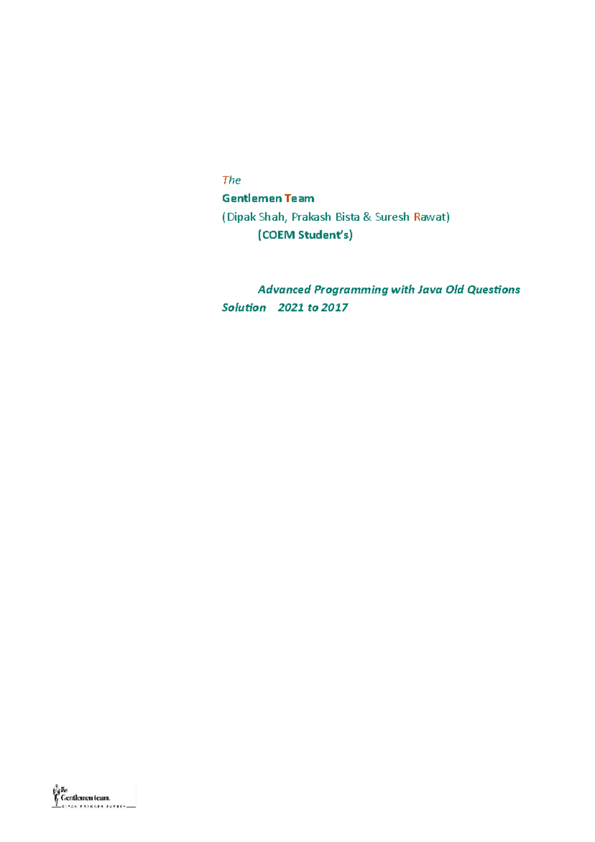 Advanced Programming with Java: Old Question Solutions (COEM) - Studocu