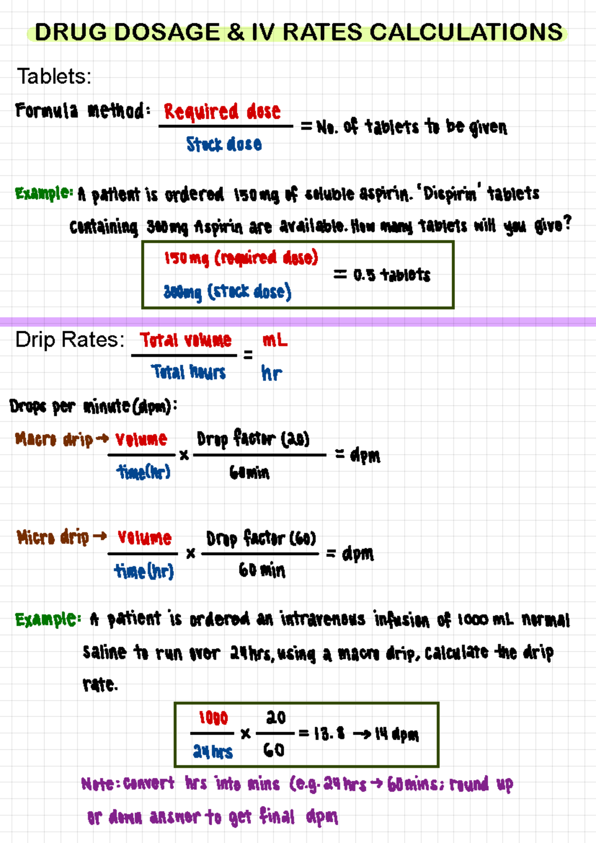 Drug Dosage & IV Rates Calculations for Nursing Students - Studocu