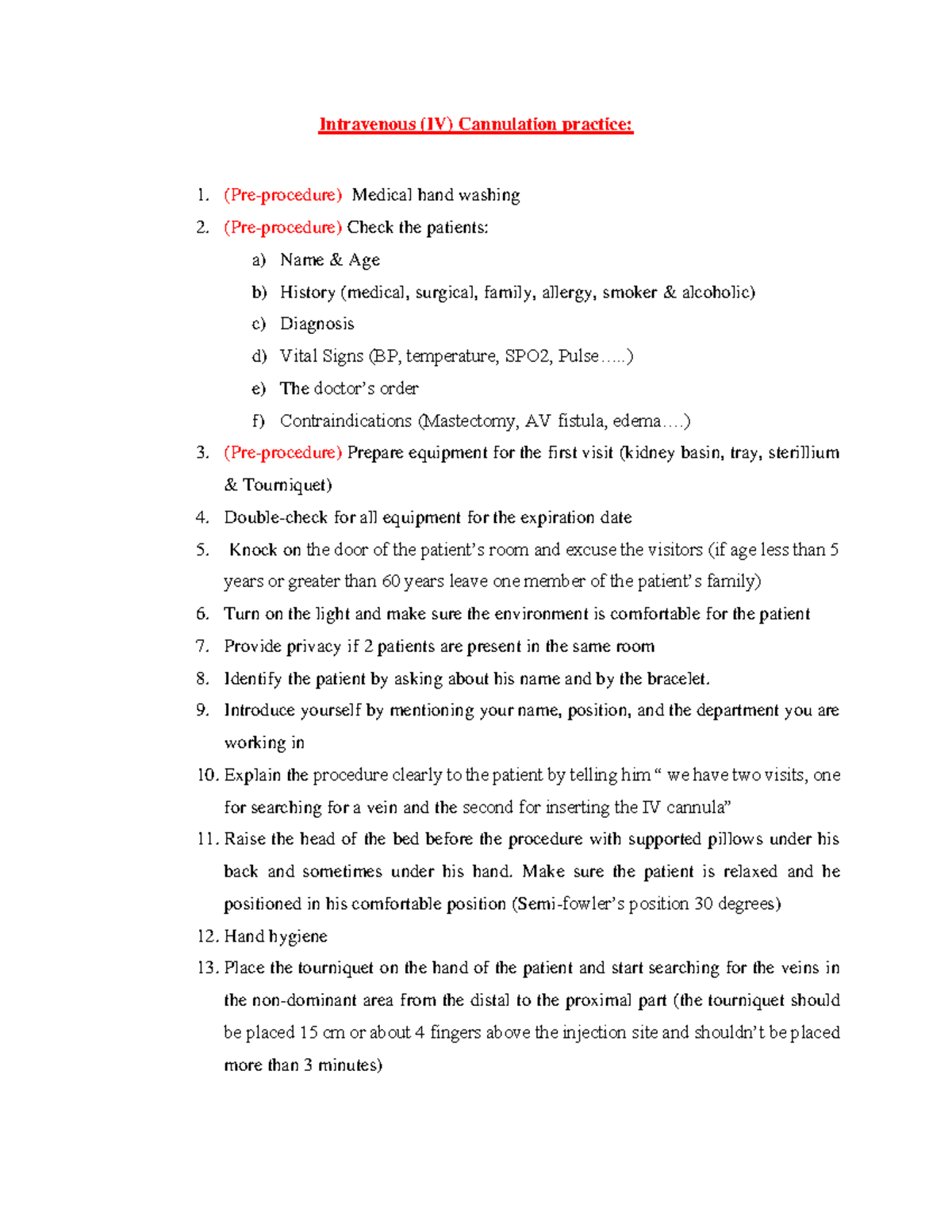 Intravenous Cannulation Practice - Intravenous (IV) Cannulation ...