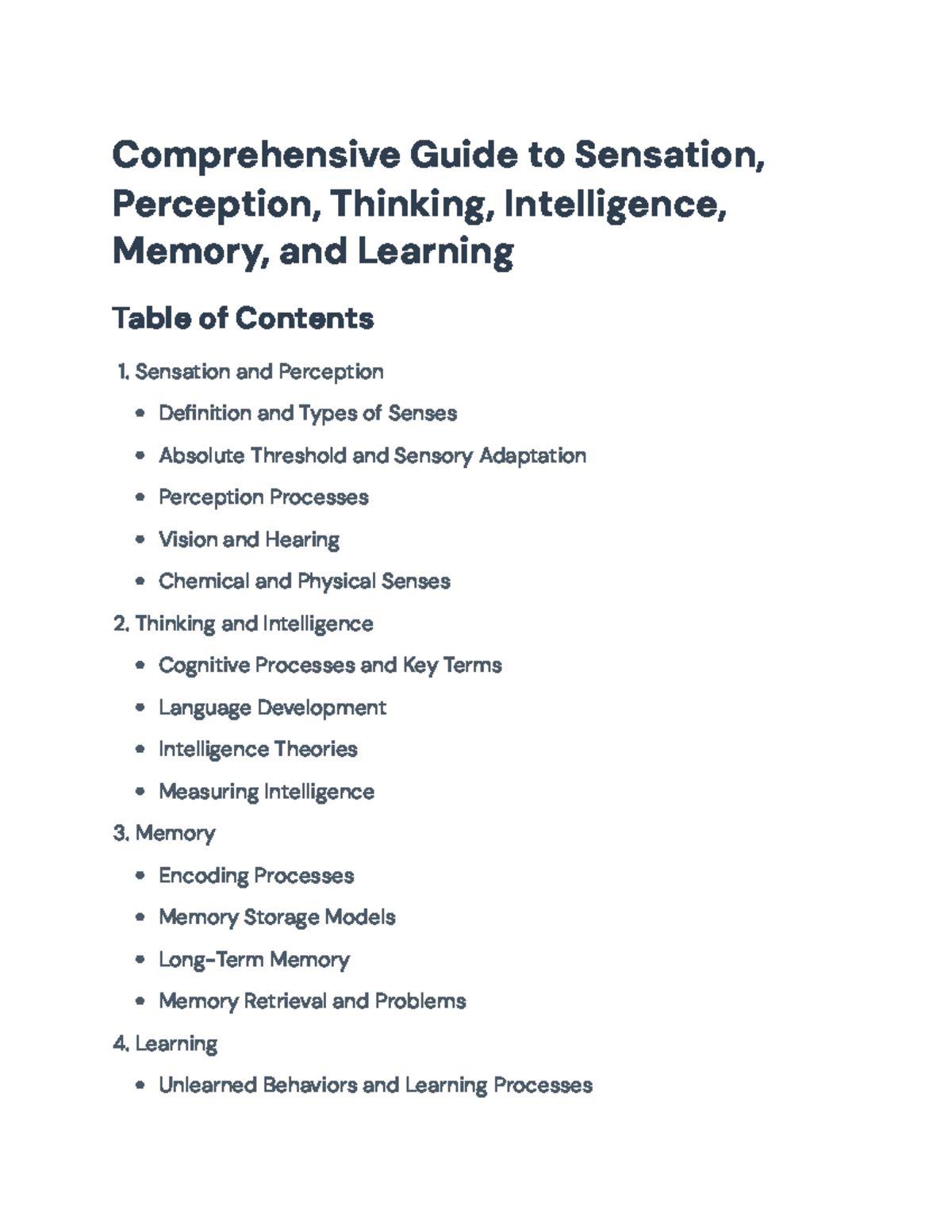 Comprehensive Guide to Sensation, Perception, Memory, and Learning ...