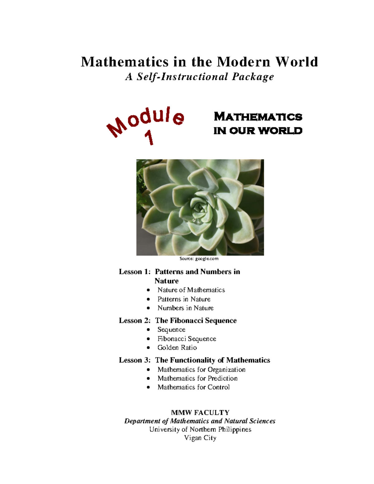 Lesson 1: Exploring Patterns and Numbers in Nature (MMW) - Studocu