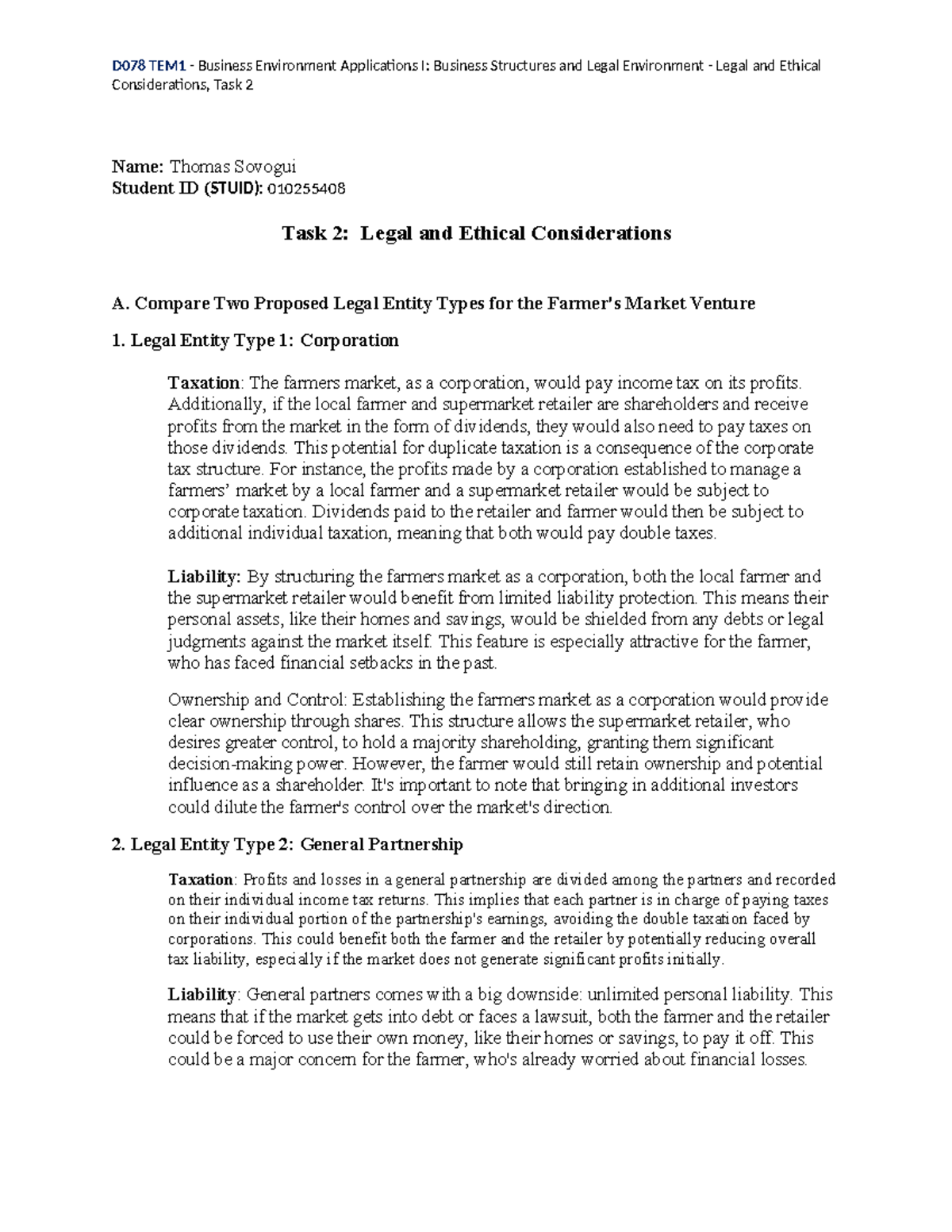 D078 - Task 2 - D078 is a course at Western Governors University called ...